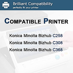 Leize Compatible TN324 Toner Cartridge Replacement for Konica Minolta TN324 TN-324 for Bizhub C258 C308 C368 Printer TN324K TN324C TN324M TN324Y - Black 28,000 & Color 26,000 Pages [KCMY 4-Pack]