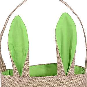 KEFAN 3 Pack Easter Bags, Egg Hunting Bunny Ear Baskets Jute Burlap Reusable Tote Bags for kids DIY Blank Gift Tote Bags