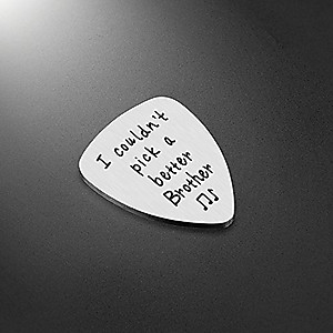 Birthday Gifts for Brother - Stainless Steel I Couldn't Pick A Better Brother Guitar Pick Jewelry, Unique Birthday Gift for Musician Brother
