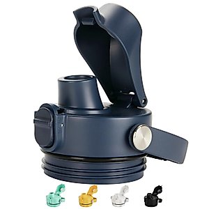 BIJISI Auto Spout Lid for YETI Rambler Bottles, Fits 18/26/36/64 oz Bottles, Chug Replacement Lid Cap with Push-Button Lid and Flexible Handle, Navy