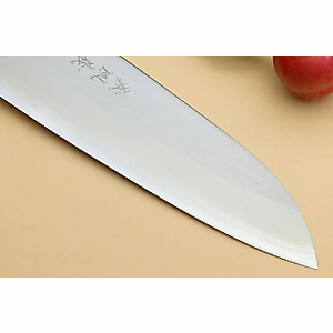 Yoshihiro White Steel #1 Stainless Clad Japanese Santoku Multipurpose Chef Knife with Rosewood Handle (6.5"(165mm) & Saya Cover)