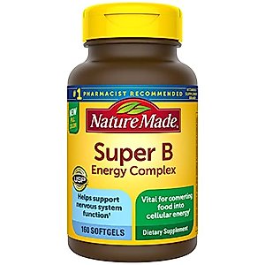 Nature Made Super B Energy Complex, Dietary Supplement for Brain Cell Function Support, 160 Softgels, 160 Day Supply