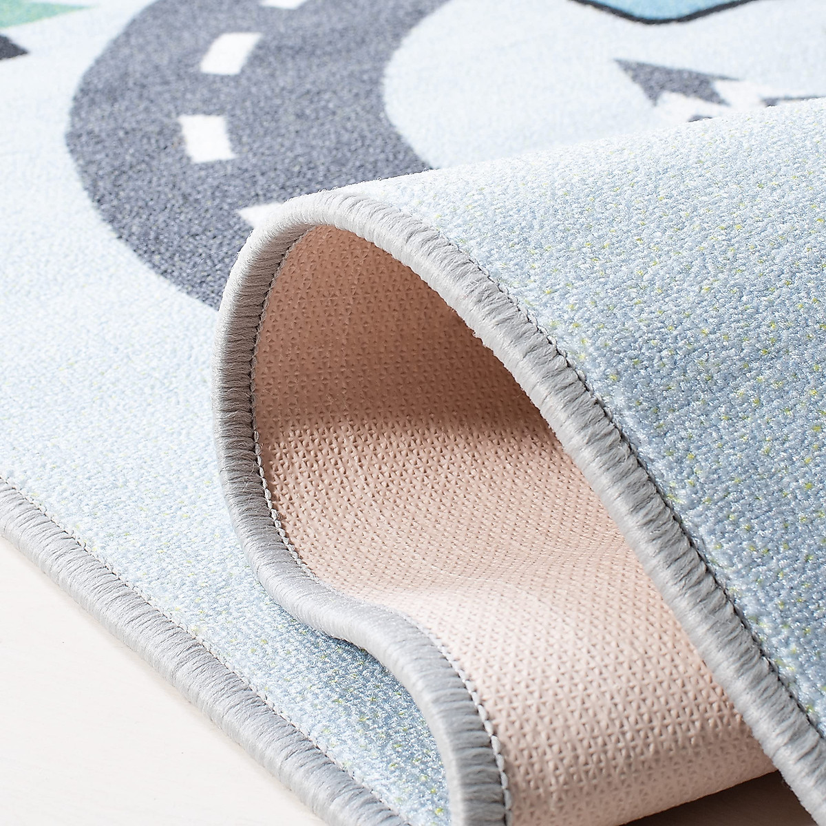 SAFAVIEH Kids Playhouse Collection Accent Rug - 3'3" x 5'3", Grey & Blue, Non-Shedding Machine Washable & Slip Resistant Ideal for High Traffic Areas for Boys & Girls in Playroom (KPH226F)