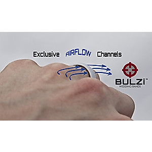 BULZi Wedding Bands, Massaging Comfort Fit Premium Silicone Ring with Airflow, Beveled Edge Design, Men’s and Women’s Rings, Breathable Flexible Work Safety (Black Beveled Size 10)