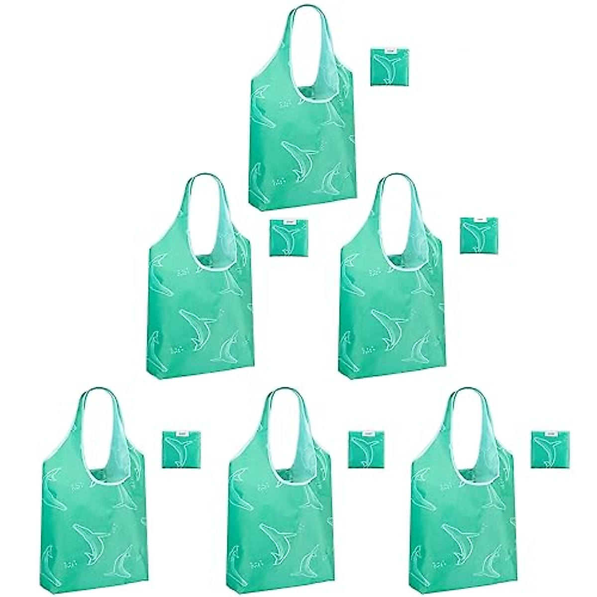 CQT Reusable Grocery Bags Foldable Shopping Bags 6 Pack XLarge 50LBS Tote Bags Machine Washable Eco-Friendly Polyester