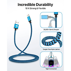 Aioneus iPhone Charger 10 ft Fast Charging, 3Pack Apple Certified Lightning Cable 10 Feet, Long iPhone Charging Cord for iPhone 14 13 12 11 Pro Max XR XS 8 7Plus 10Foot