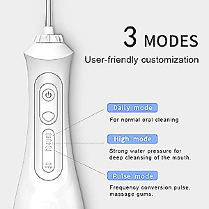 SEAGO Water Flosser Professional Water Pick Teeth Cleaner for Teeth - 3 Modes 5 Jet Tips IPX7 Waterproof Rechargeable Dental Oral Irrigator, Portable for Home & Travel (White)