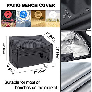 CenterZ Patio Loveseat Sofa Cover, 53x26x35 inch Waterproof Sun Protection Outdoor Furniture 2-Seater Bench Covers with Drawstring Toggle for Deep Seat Lounge, 2 Cushion Couch, Large Chair, Lawn Table