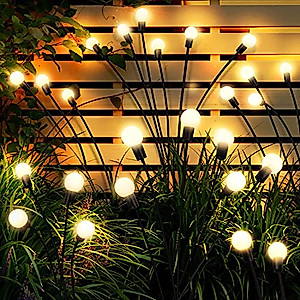 Starburst Swaying Solar Lights,8 LED Light Bulbs,Decorative Solar Garden Lights,Outdoor Waterproof Firefly Path Lights for Pathway Yard Patio Landscape, Fun Flowing in Wind-Bright Warm White (3 Packs)