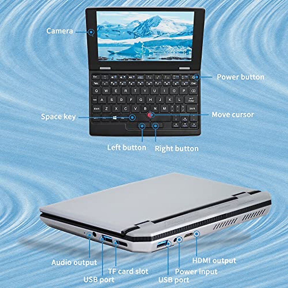 ZWYING 【Win 11/MS 2019office】 All Metal 7.0 inch Touch Screen Ultra-Light Mini Laptop High-Speed CPU J4105 12G RAM/512GB SSD High-Performance Notebook Computer (512GB SSD)