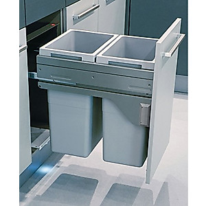 Hafele Waste Bin Pull Out Euro Cargo 45, with 2 x 38 Liter Bins, 110 lbs Load Bearing Capacity