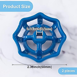 Pndeyo 2pcs 6x6mm Outdoor Faucet Handle, Round Wheel Hose Bib Handle, Rustproof Water Spigot Handle Outside Water Valve Faucet Handle Replacement Parts for Garden Courtyard Bathroom- Blue
