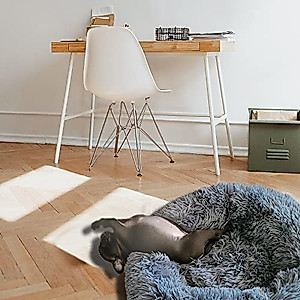 Puppy Bed for Calming Dog 23 Inches Dark Gray Anti-Anxiety Donut Dog Bed for Small Medium Dogs Washable Fuzzy Dog Bed Fits up to 15 lbs Pets Beds for Small Dog