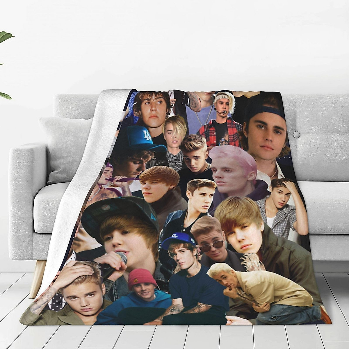 Singer Justin Blanket Throw Blanket Soft Plush Travel Blanket for Bedroom Living Room Couch Office All Season Gift for Women Men Girls Boys 50"x40"