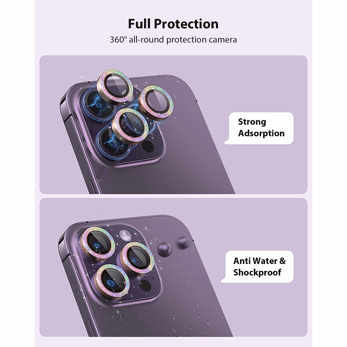 LRONFIEE for iPhone 14 Pro and iPhone 14 Pro Max Camera Lens Protector Aluminium Alloy Tempered Glass Camera Cover for iPhone 14 Pro Max 6.7"/ 14 Pro 6.1" (1 Set) CD Texture Gold