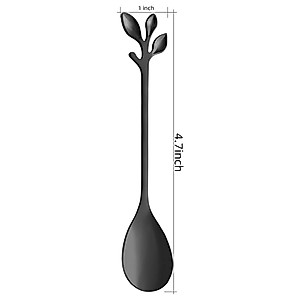 AnSaw 20-Piece Set of 4.7" Gold Leaf Mini Coffee & Dessert Spoons, Stainless Steel Demitasse Espresso & Tea Spoons - Perfect for Espresso Lovers