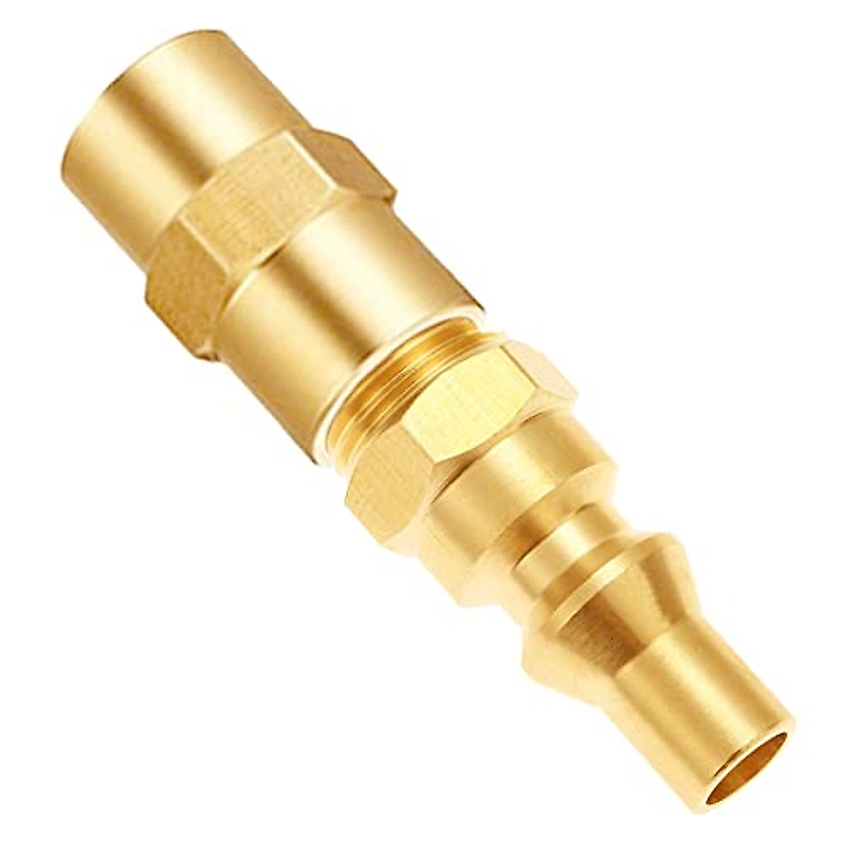 Uenede Solid Brass 1/4"NPT Male Threaded RV Propane Quick Connect + 1/4"NPT Female Threaded Hex Nipple Pipe Coupling Connector Kit