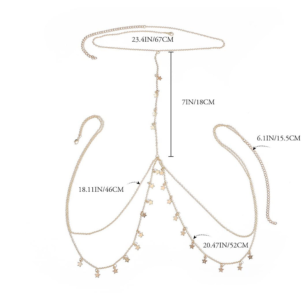 Cosydays Women Gold Body Chain Layered Chest Chains Beach Bikini Chains Waist Nightclub Body Chain Jewelry