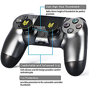 Playrealm FPS Thumbstick Extender & Printing Rubber Silicone Grip Cover 2 Sets for PS5 Dualsenese & PS4 Controller (SAS Who Dares Wins)