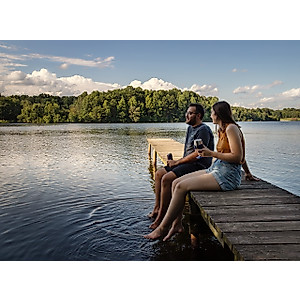 Camco Life is Better at The Campsite Wine Tumbler | Heavy Duty Double Wall Vacuum Insulation | Crafted of 18/8 Stainless Steel | Features Removable Navy & Peach Stems | 2-Pk, 8-oz/Each (51917)