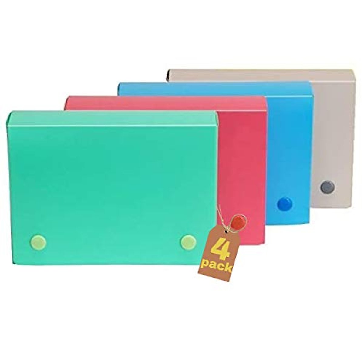 1InTheOffice Index Card Holder 4x6 , Index Card Case, Assorted Colors (4 Pack)