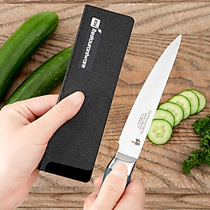 Sensei 6.5 x 2 Inch Knife Sleeve, 1 BPA-Free Knife Protector - Fits Utility Knife, Felt Lining, Black Plastic Knife Blade Guard, Durable, Cut-Proof - Restaurantware