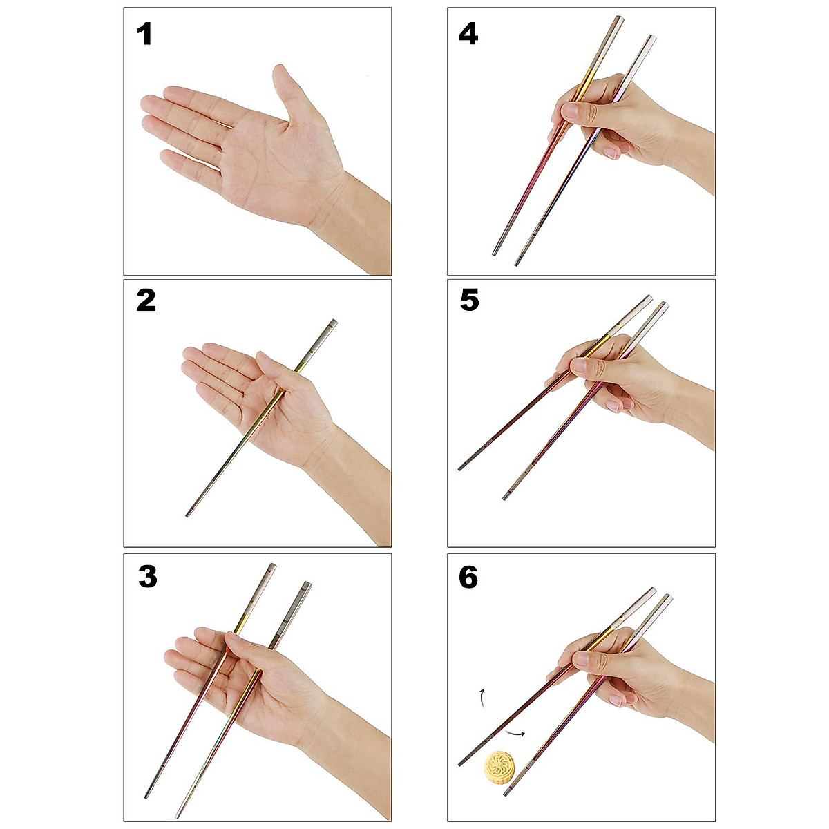 loopki Stainless Steel Chopsticks, Metal Chopsticks Set with Case, 4-Pairs Reusable Chopsticks Set Classic Natural Metal Chop Sticks Dishwasher Safe