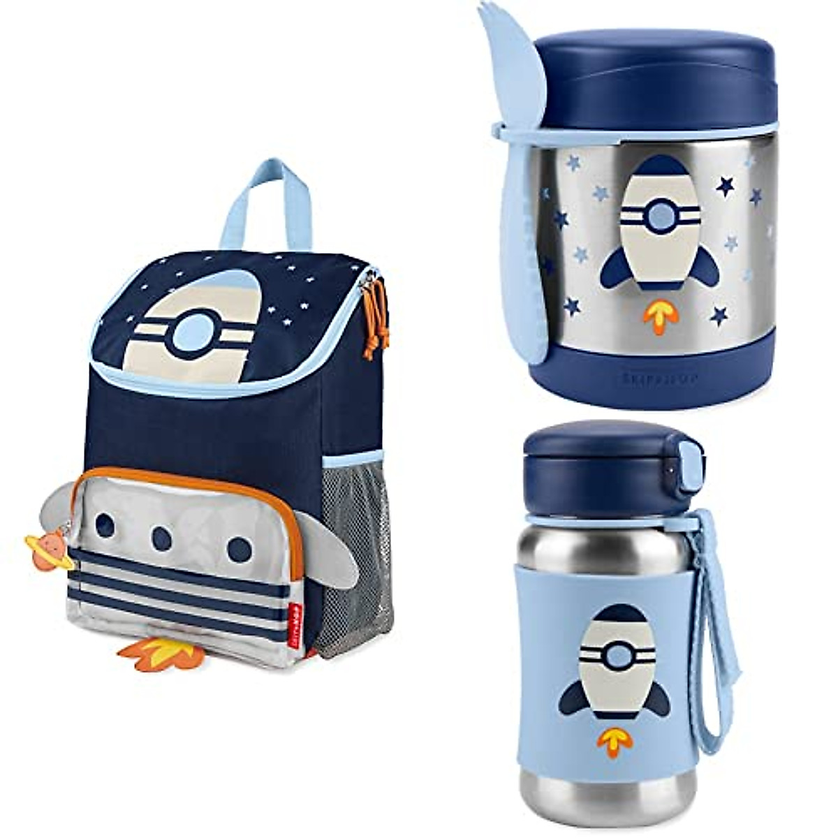 Skip Hop Back to School Big Kid Backpack and Mealtime Gift Set, Rocket