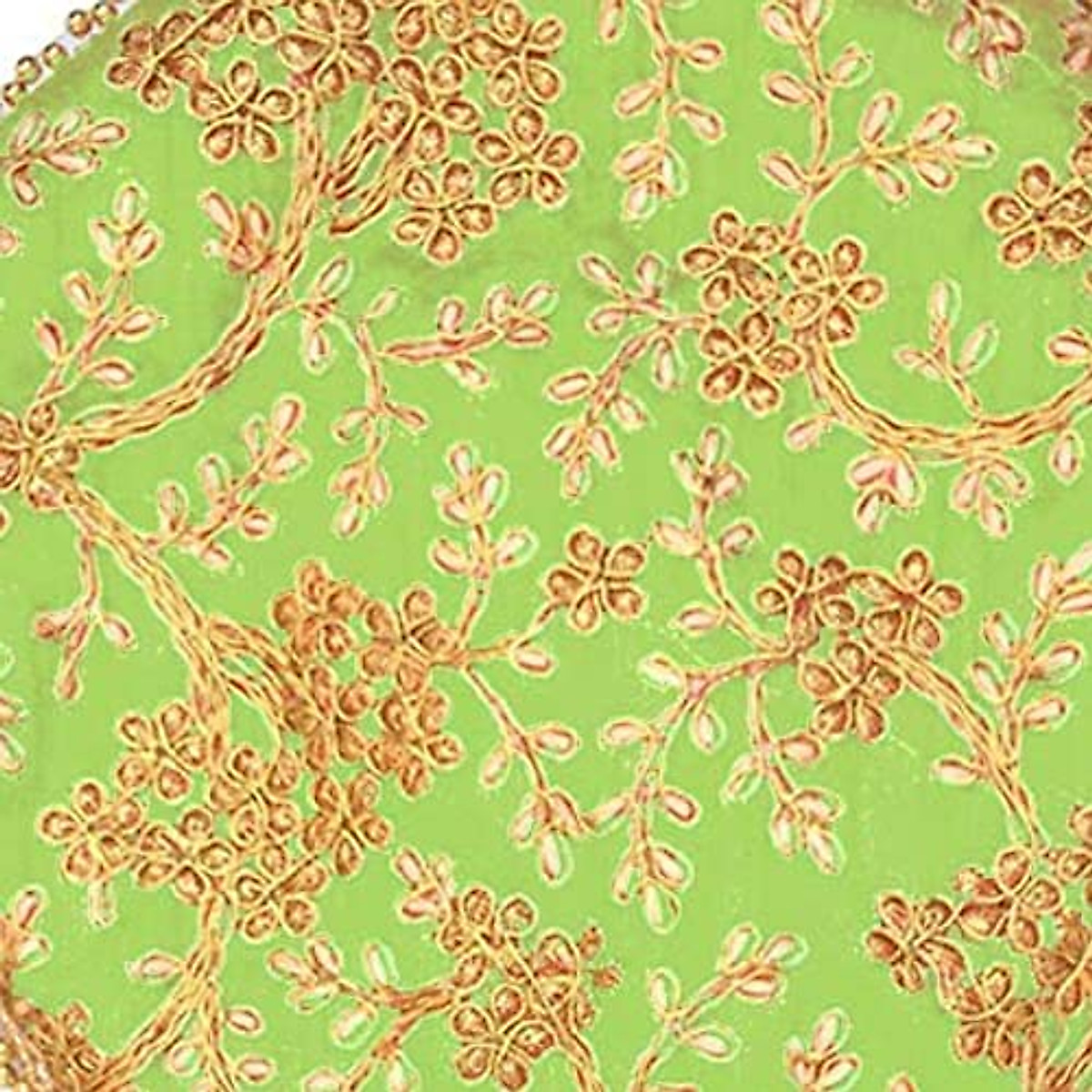 Potli Bag For Women With Intricate Gold Thread & Sequin Ethnic Designer Embroidery Work Batwa Pearls Handle (Parrot Green)