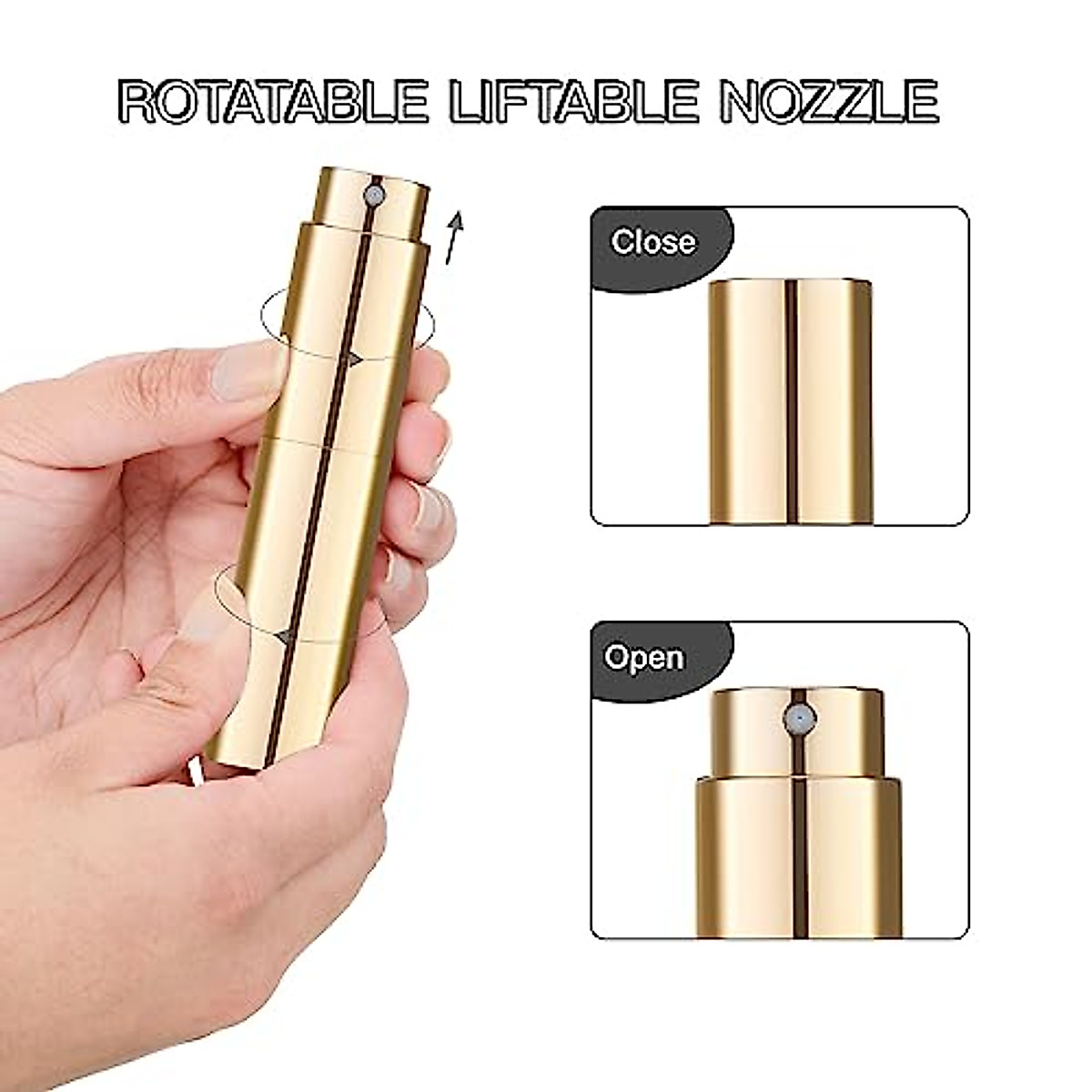 Lusiyi 5ML Refillable Perfume Atomizer Bottle for Travel, Portable Cologne Atomizer, Pocket Perfume Spray (Gold)