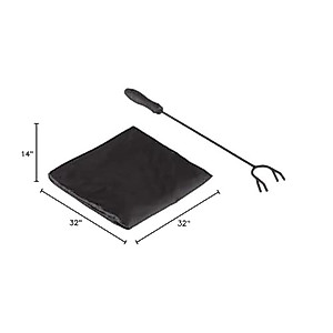 Pure Garden 50-155 Wood Burning Fire Pit Set Includes Screen, Cover and Log Poker-for Outdoor and Patio, 32-inch Marble Tile Square Firepit, Bronze