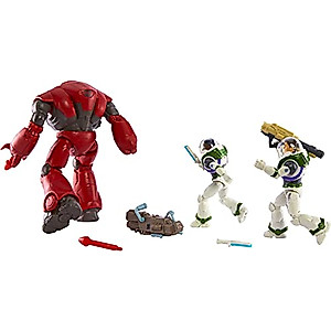 Mattel Disney and Pixar Lightyear 3 Action Figure Set, 5-in Scale Buzz Lightyear, Izzy Hawthorne & Zyclops Toys, Space Rangers vs Robots