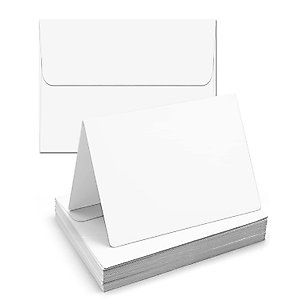 Poever Blank-Cards-and-Envelopes 60 Pack - 4 x 5.5 Folded Cardstock with A2 White Envelopes-for-Invitation, Heavyweight Blank-Note-Cards-and-Envelopes Self Seal Printable for Greeting Party Birthday