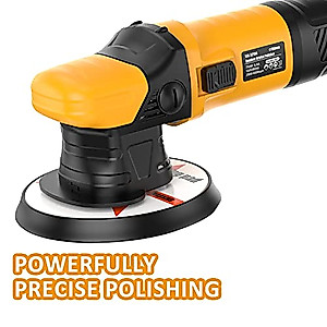 SHINEJACK Car Buffer Polisher, 750w Dual Action Polisher For Car Detailing, 9mm Long-Throw Orbital Polisher with 6-speed Adjustable (2500-6500r)