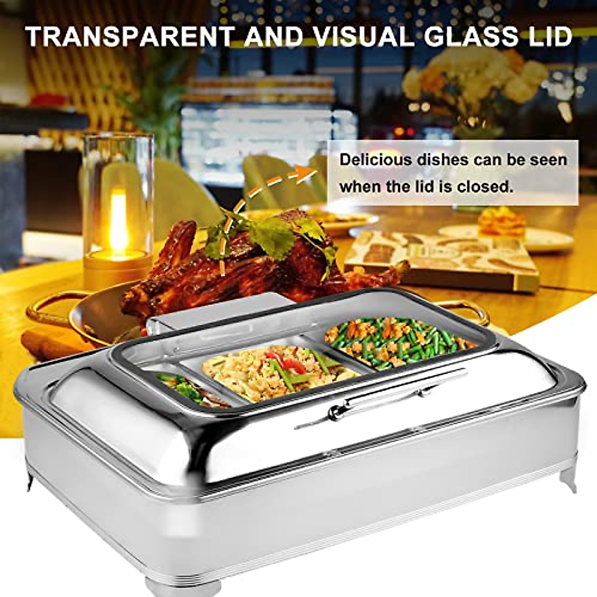 Electric Chafing Dish Buffet Set 3 Pan 9.5 Quart Food Warmer Buffet Servers and Warmers with Covers Warmer for Parties Buffets Adjustable Temperature Stainless Steel Warming Tray Bain Marie Warmer Set