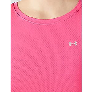 Under Armour Womens HeatGear Armour Short-Sleeve T-Shirt , Beta Tint (658)/Metallic Silver , Large