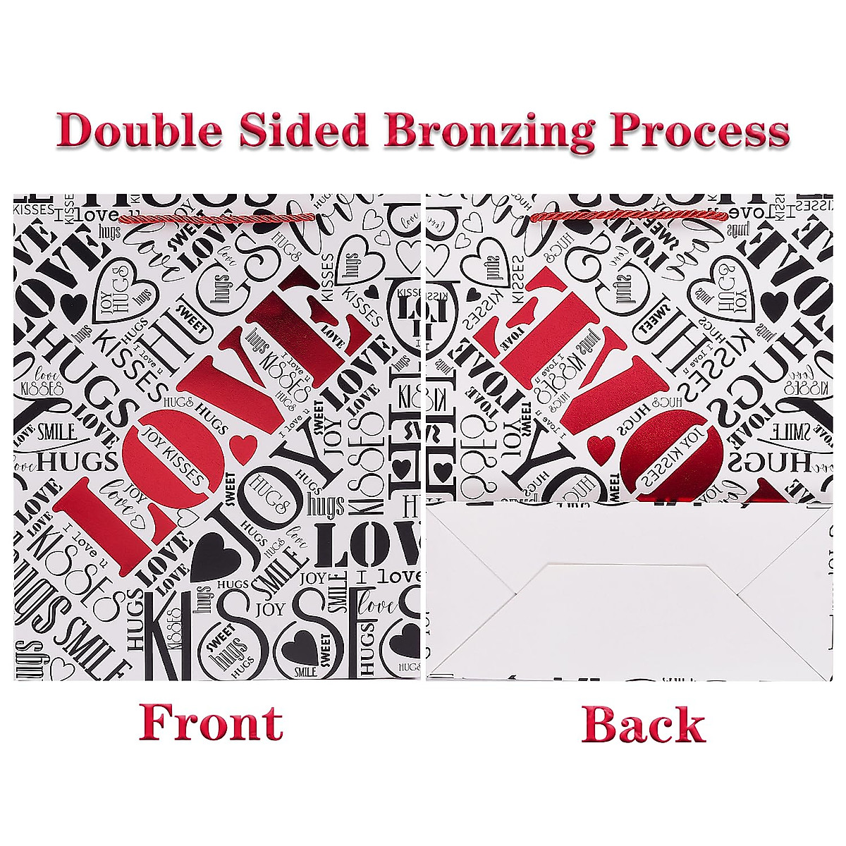 Elephant-package 12.6" Large Love Gift Bag with Card and Tissue Papers for Valentines Day/Mother's Day/Father's Day/Anniversary and more (Red Love)