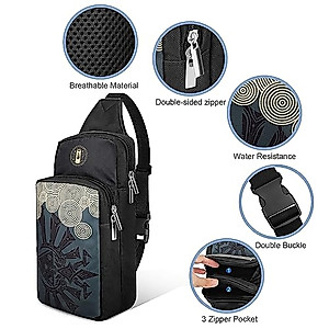 Xishwon Backpack Carrying Travel Bag for Nintendo Switch/Lite/OLED/Console/Dock/Joy-Cons&Accessories Storage, Portable Nylon Waterproof Crossbody Shoulder Chest Sling Side Gaming Bag for Men, Black