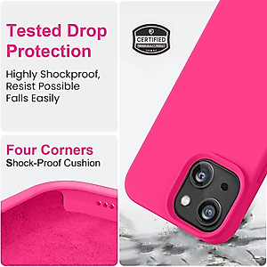 Vooii Compatible with iPhone 14 Case,[Silky Touch Premium Liquid Silicone] [Soft Anti-Scratch Microfiber Lining], Ultra Slim Shockproof Protective Case for iPhone 14 - Hot Pink