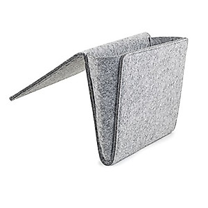 Kikkerland Grey Felt Bedside Pocket Caddy, Storage, Organizer, Holder