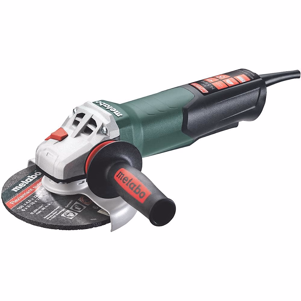 Metabo 6-Inch Angle Grinder, 9,600 RPM, 14.5 Amp, Electronics, Non-locking Paddle Switch, M-Brush, Made in Germany, WEP 19-150 Q M-BRUSH, 613111420, Green