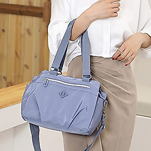 Lavogel Triple Compartment Tote Shoulder Bag Nylon Crossbody Purse For Women Lightweight Purses and Handbags (Black)