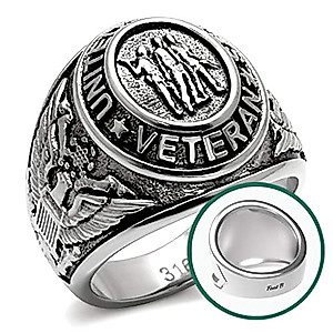 YVO Customizable Veteran Ring - Free Engraving Included - Stainless Steel - Size 10