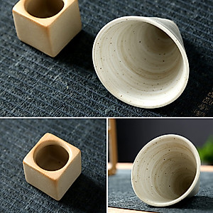 Coarse Pottery Espresso Cups with Base 6 OZ Handcrafted Creative Triangular Cone Shape Porcelain Mug Coffee Mugs for Cappuccino, Ceramic Tea Cup for Coffee Cappuccino Tea Latte Sake Milkshake Yogurt