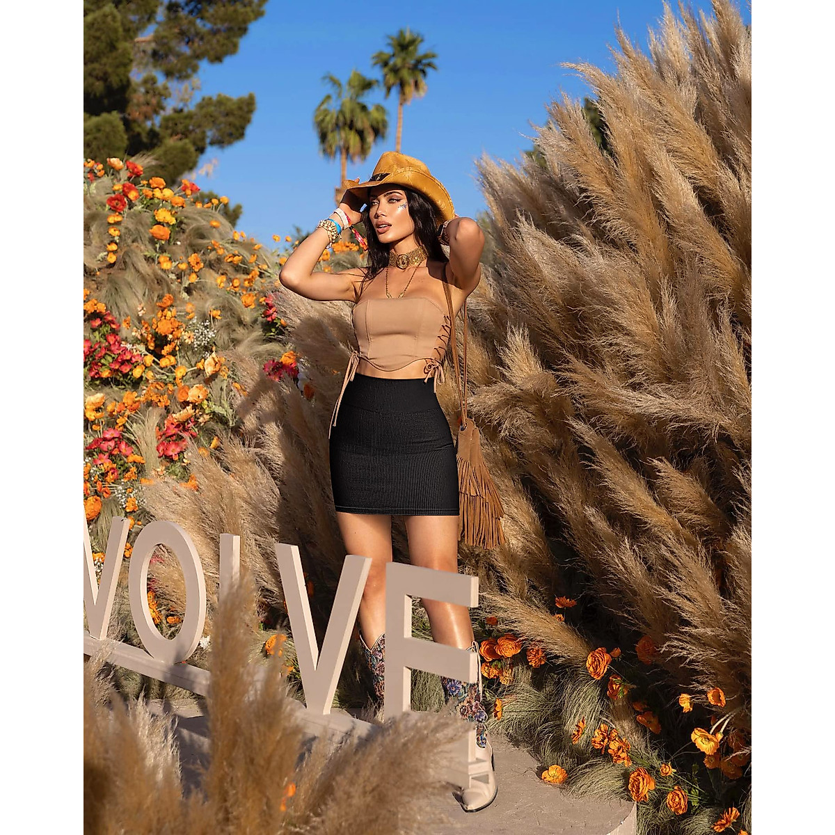 OQQ Women's 2 Piece Basic Versatile Stretchy Ribbed Casual High Waist Mini Skirt, Black White1, Medium