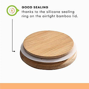 Prosumer's Choice Sugar Containers (4.9" X 3.3") for Countertop - Glass Jars for Food Storage with Bamboo Airtight Lid and Spoon - Clear Canisters for Salt, Coffee & Overnight Oats .