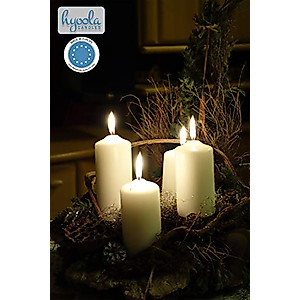 Hyoola Ivory Pillar Candles 3x9 Inch - Unscented Pillar Candles - 4-Pack - European Made