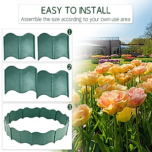 Landscape Edging, Garden Edging Border No Dig, DIY Decorative Flower Grass Bed Border, Plastic Fence for Landscape Border, for Garden/Lawn/Walkway and Landscape Edging - 20pcs (Wave-GN)