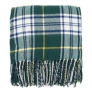 Fennco Styles Cozy Plaid Design Throw Blanket with Tassels - 50" W x 60" L (Green)