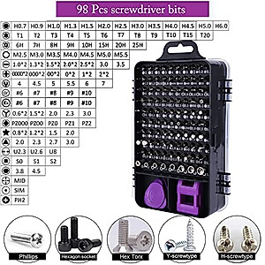 Precision Screwdriver Set, 115 in 1 Electronics Magnetic Small Screwdriver Set Mini Screwdriver Set with Case Eyeglasses Screwdriver for Repair Computer, PC, Cellphone, Game Console, Watch